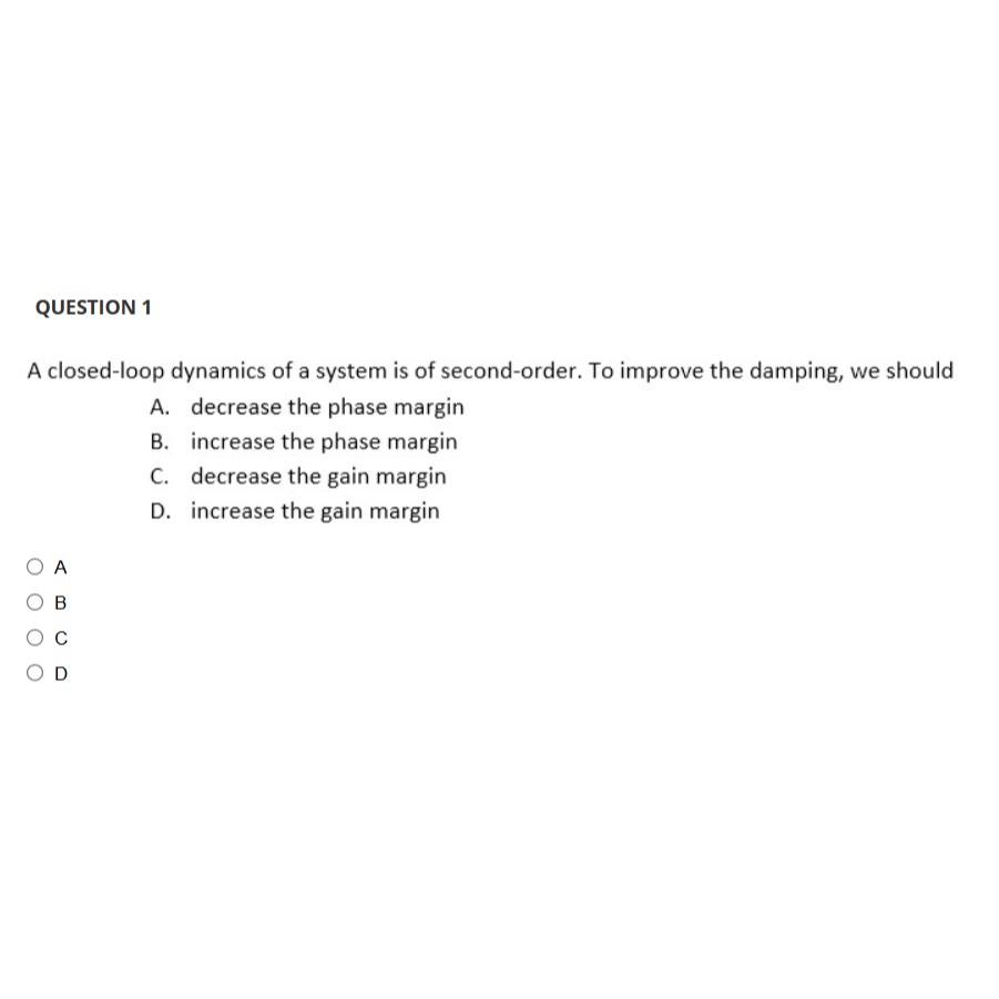 Solved QUESTION 1A closed-loop dynamics of a system is of | Chegg.com