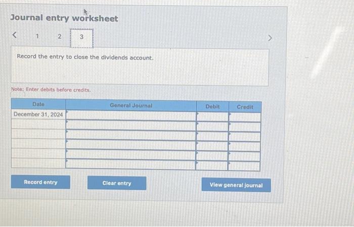 Solved Journal entry worksheet Record the entry to close the | Chegg.com