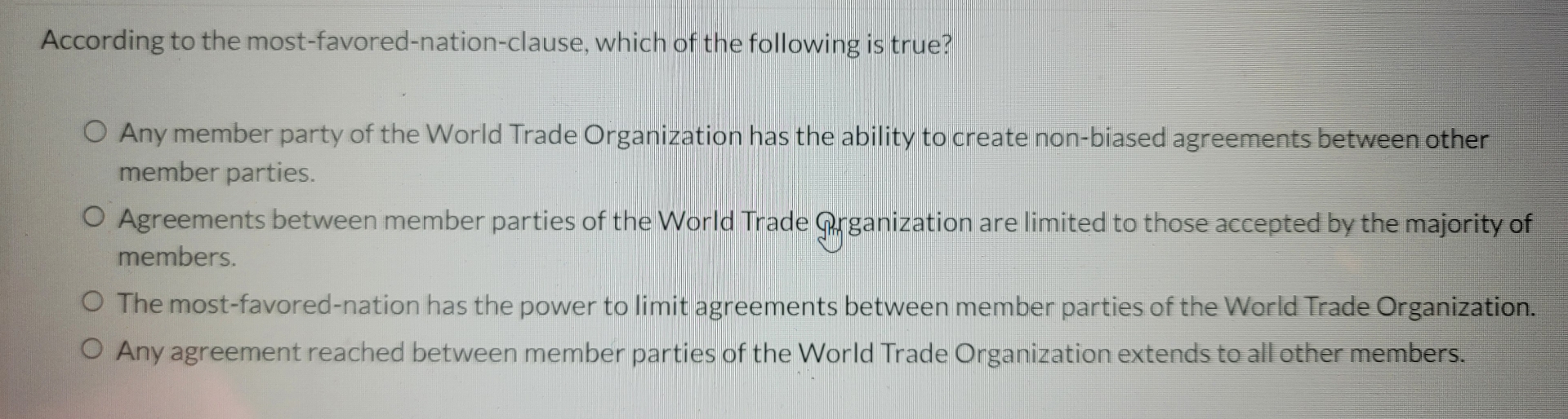 Solved According to the most-favored-nation-clause, which of | Chegg.com