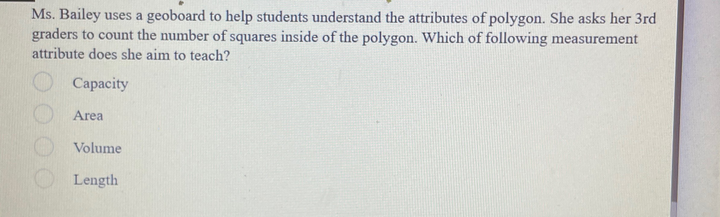 Solved Ms. ﻿Bailey uses a geoboard to help students | Chegg.com