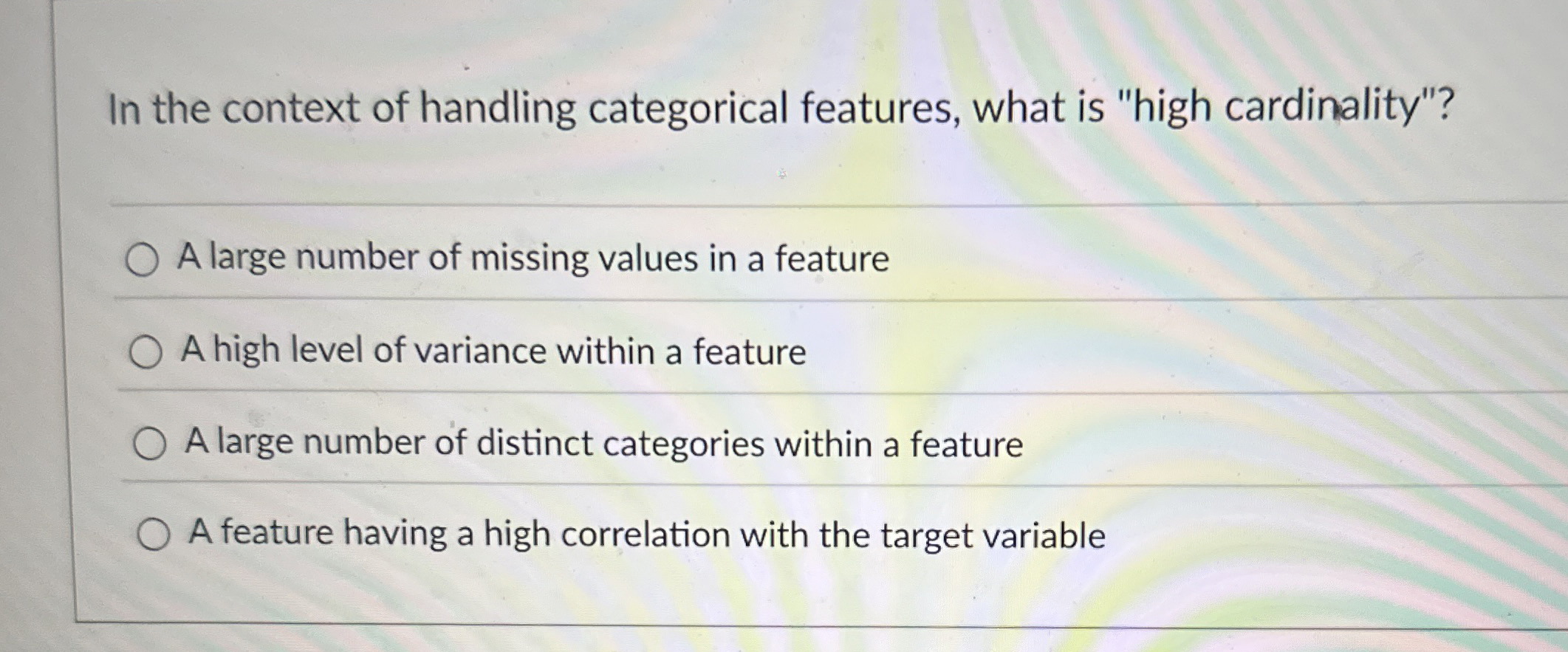 Solved In the context of handling categorical features, what | Chegg.com