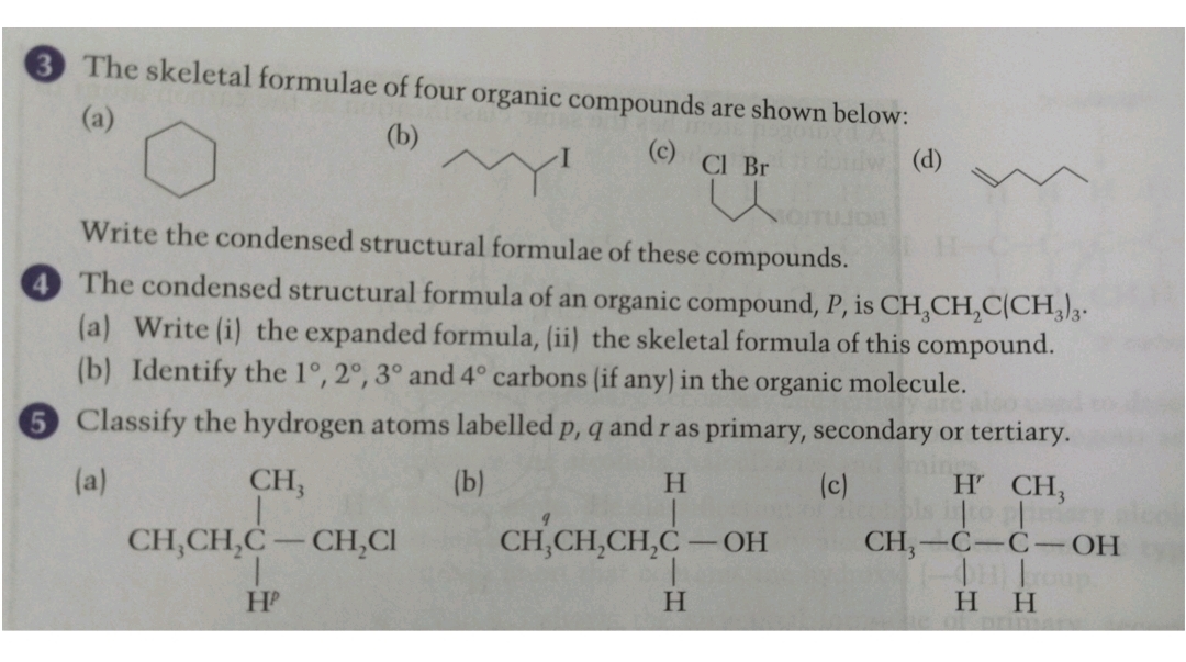 Solved 3 ﻿The skeletal formulae of four organic compounds | Chegg.com