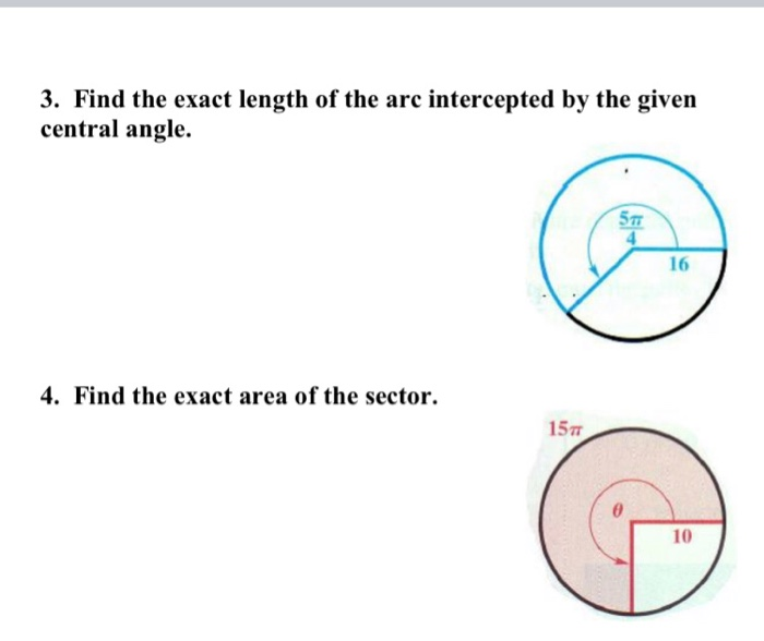 Solved 3. Find the exact length of the arc intercepted by | Chegg.com