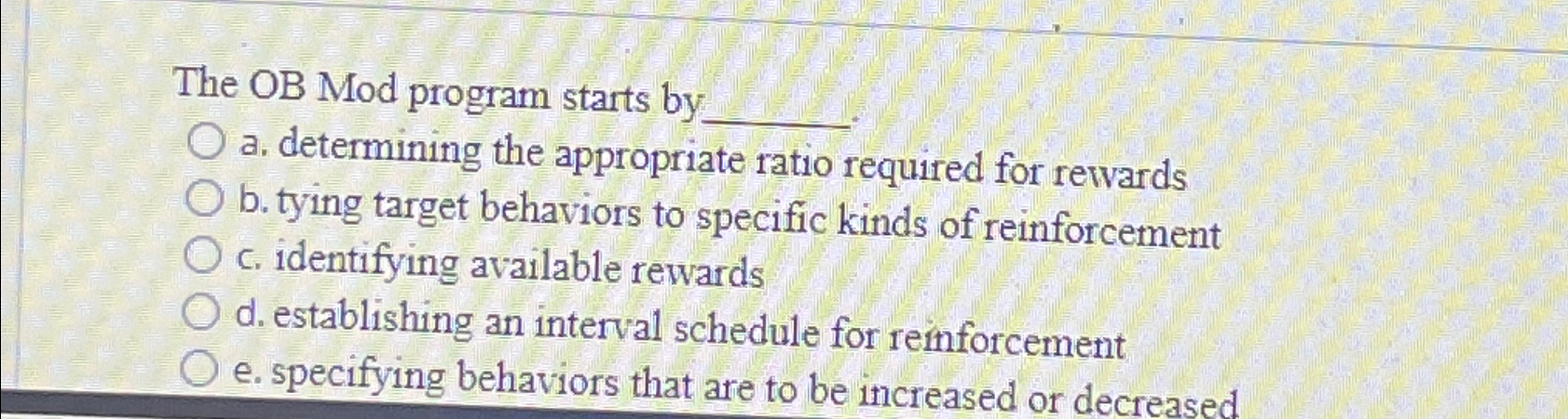 Solved The OB Mod program starts bya. ﻿determining the | Chegg.com