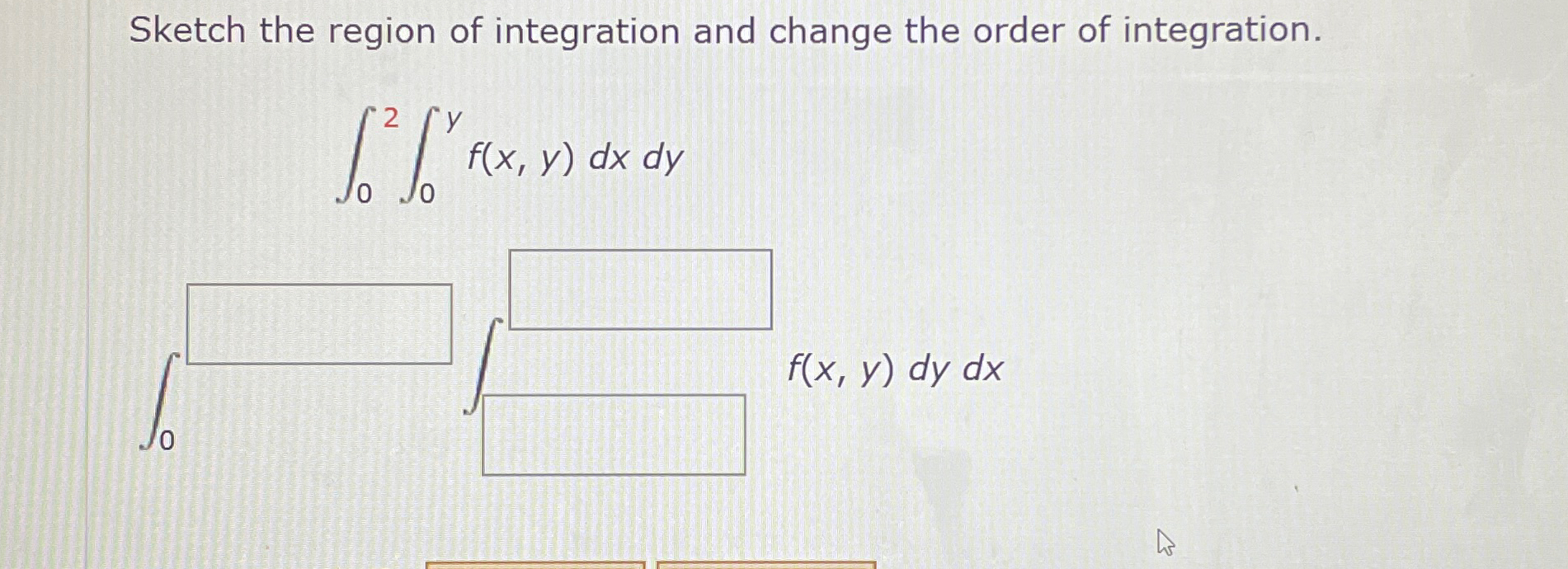 Solved Sketch the region of integration and change the order | Chegg.com
