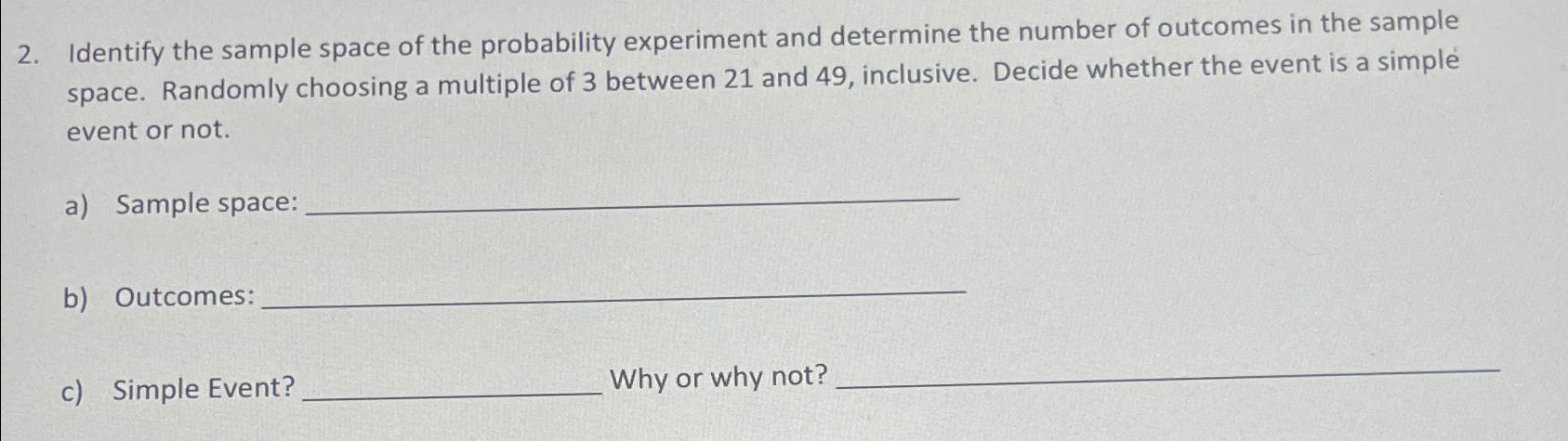 Solved Identify the sample space of the probability | Chegg.com