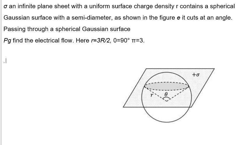 Solved σ an infinite plane sheet with a uniform surface | Chegg.com
