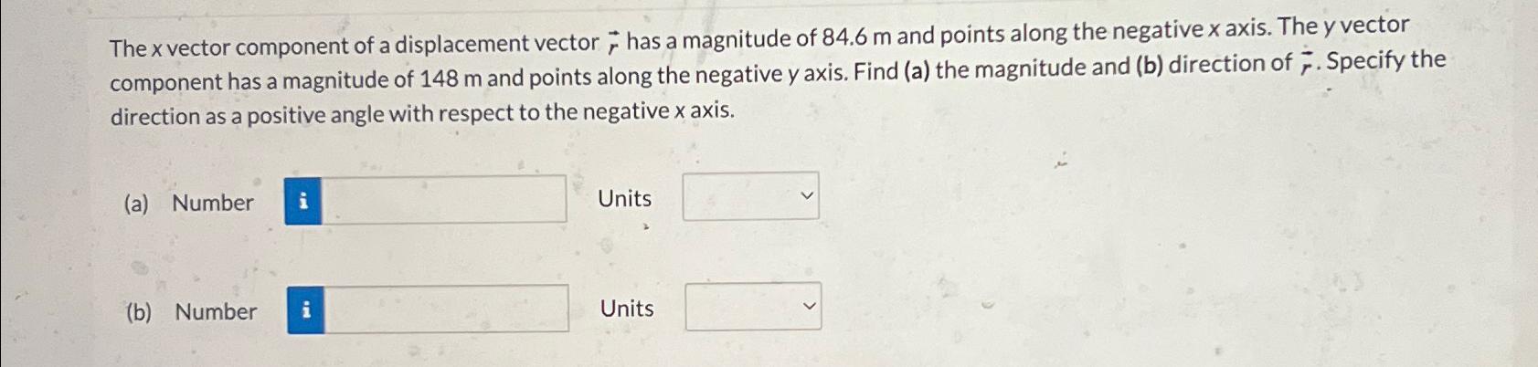 Solved The x vector component of a displacement vector | Chegg.com