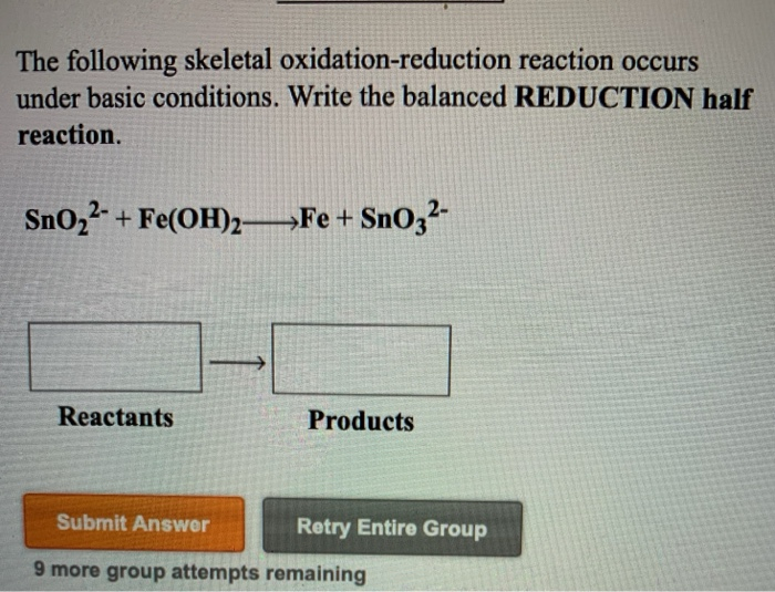 Solved The following skeletal oxidation-reduction reaction | Chegg.com