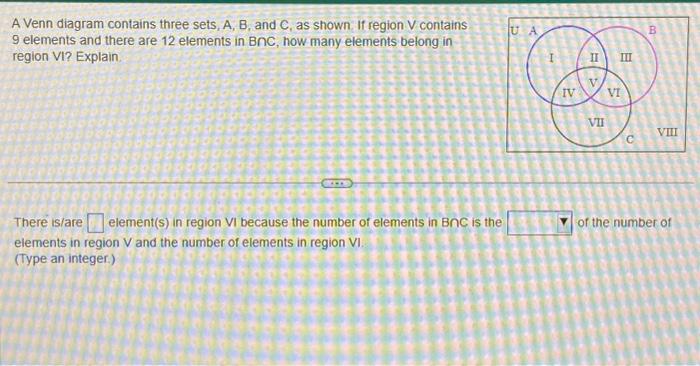 Solved A Venn diagram contains three sets, A,B, and C, as | Chegg.com
