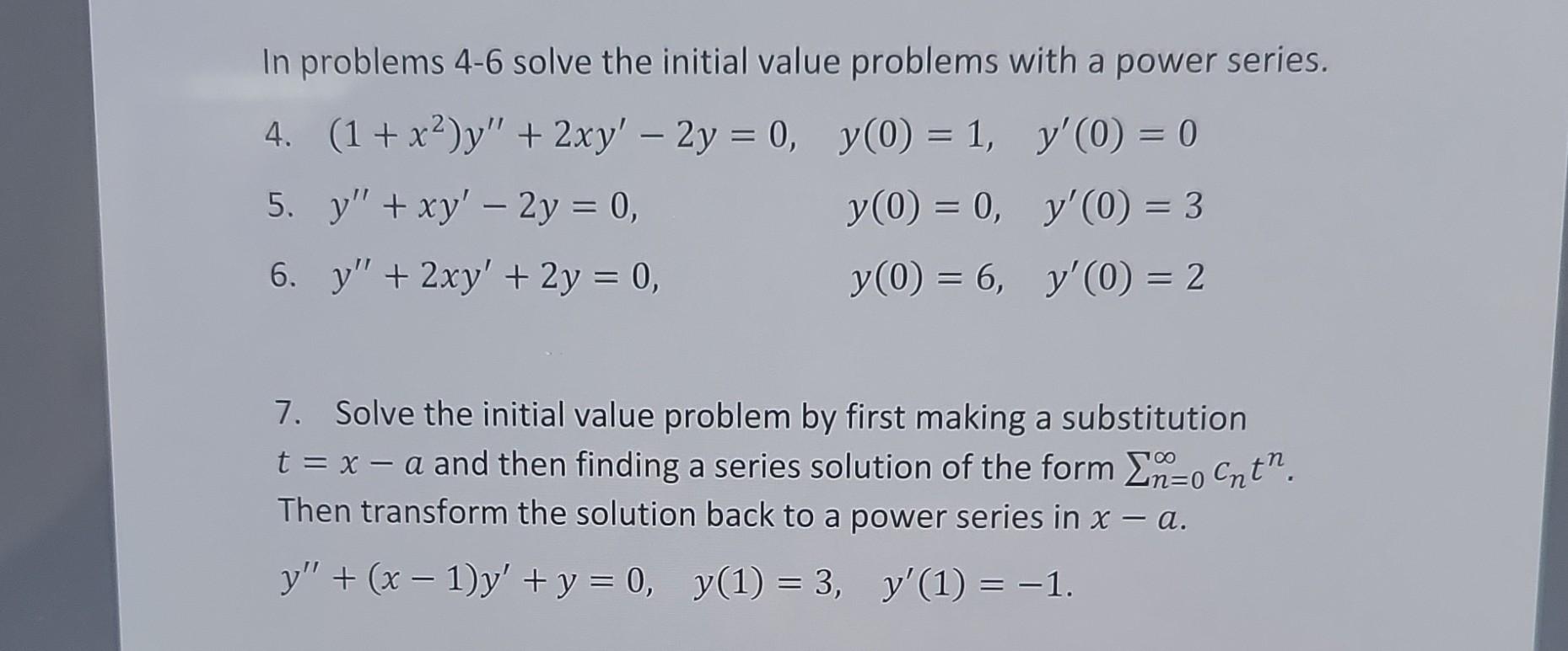Solved In problems 4-6 solve the initial value problems with | Chegg.com
