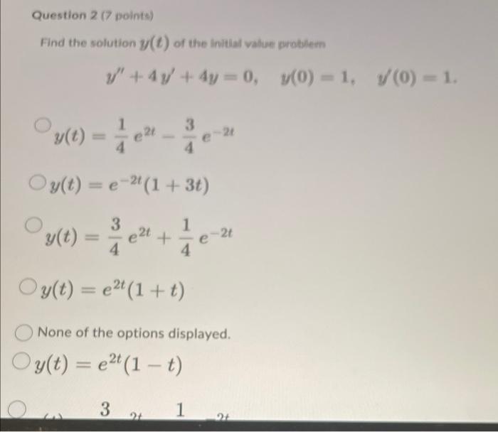 Solved Find the solution y(t) of the initial value problem | Chegg.com