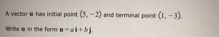 Solved A vector u has initial point (5,-2) and terminal | Chegg.com