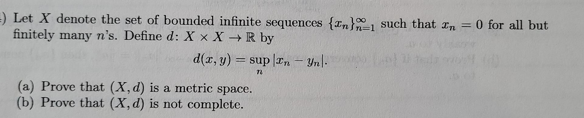 Solved Let X denote the set of bounded infinite sequences | Chegg.com