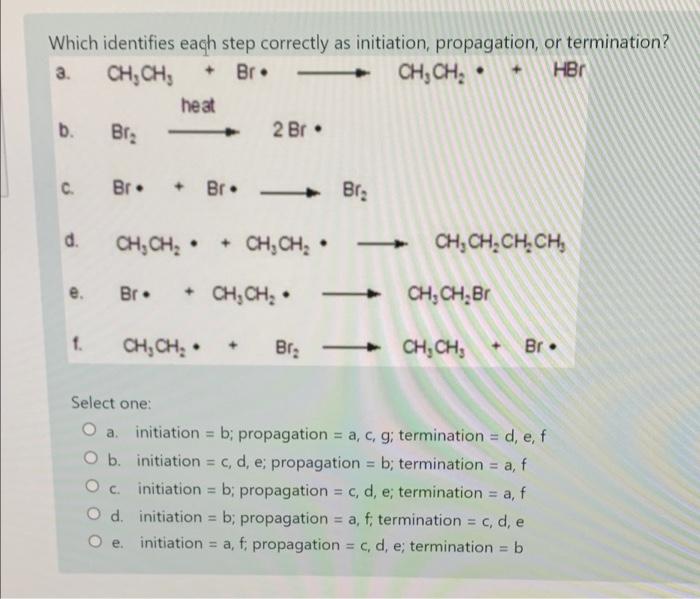 Solved Which identifies each step correctly as initiation, | Chegg.com