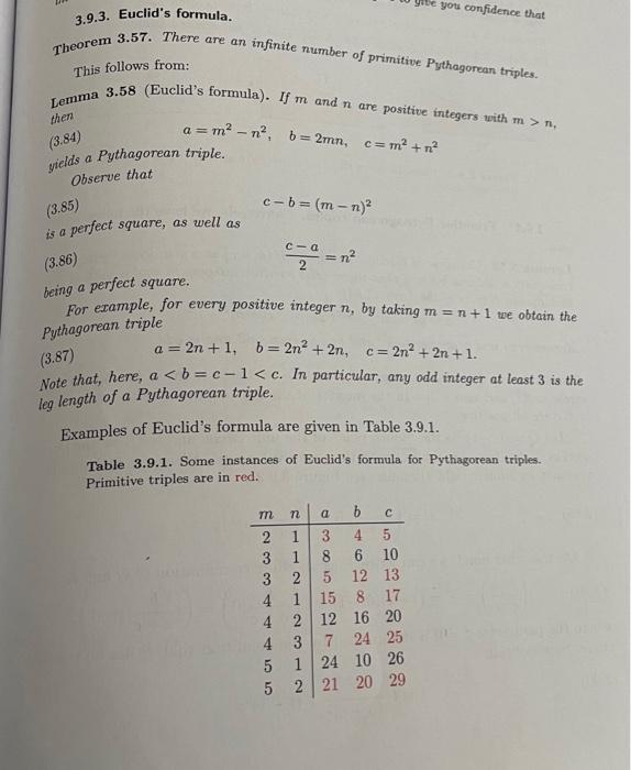 Solved 3.9.3. Euclid's formula. Theorem 3.57. There are an | Chegg.com