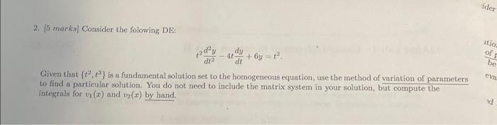 Solved 2. {5 marks } Consider the folowing DE: | Chegg.com