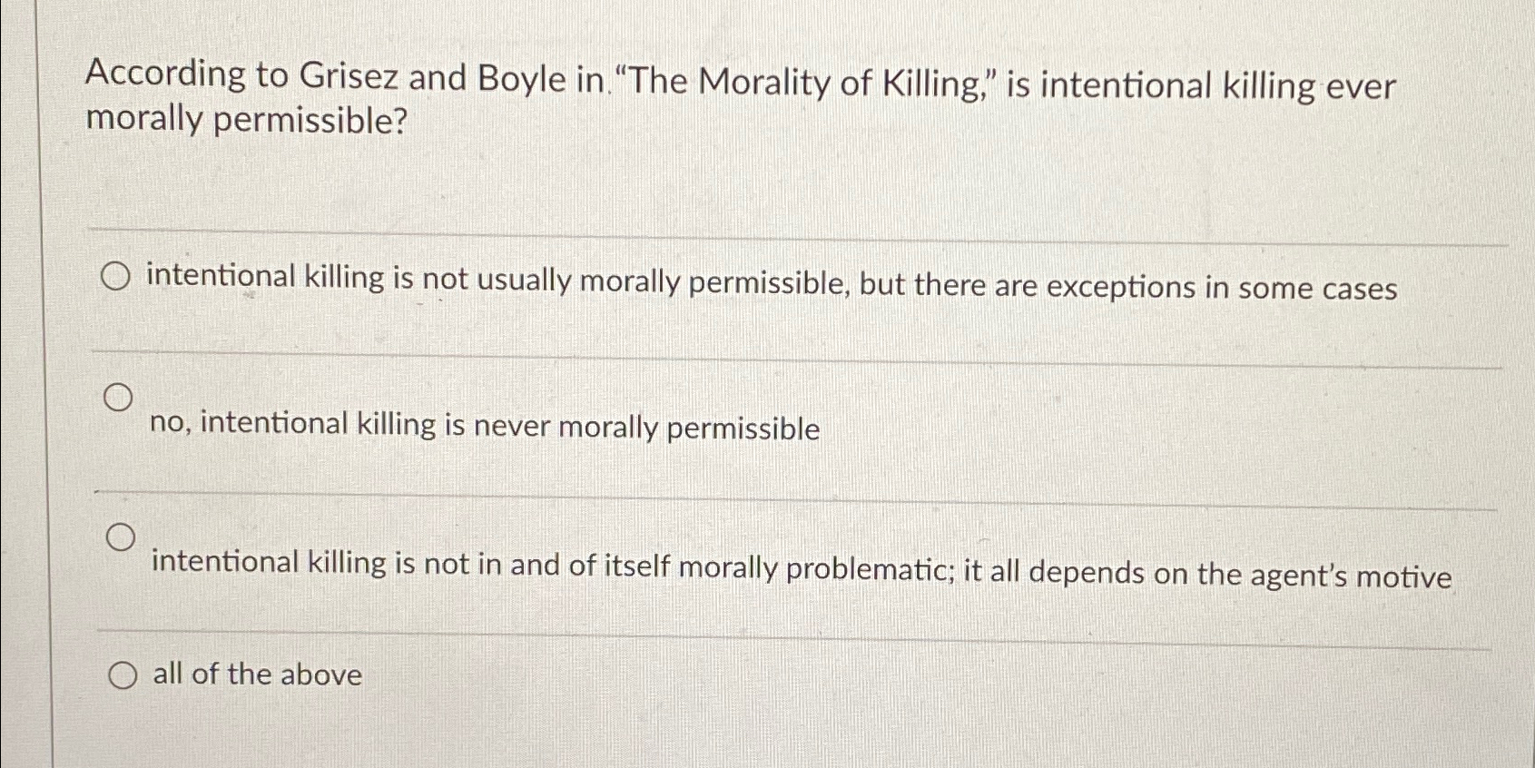 Solved According to Grisez and Boyle in. ﻿"The Morality of | Chegg.com