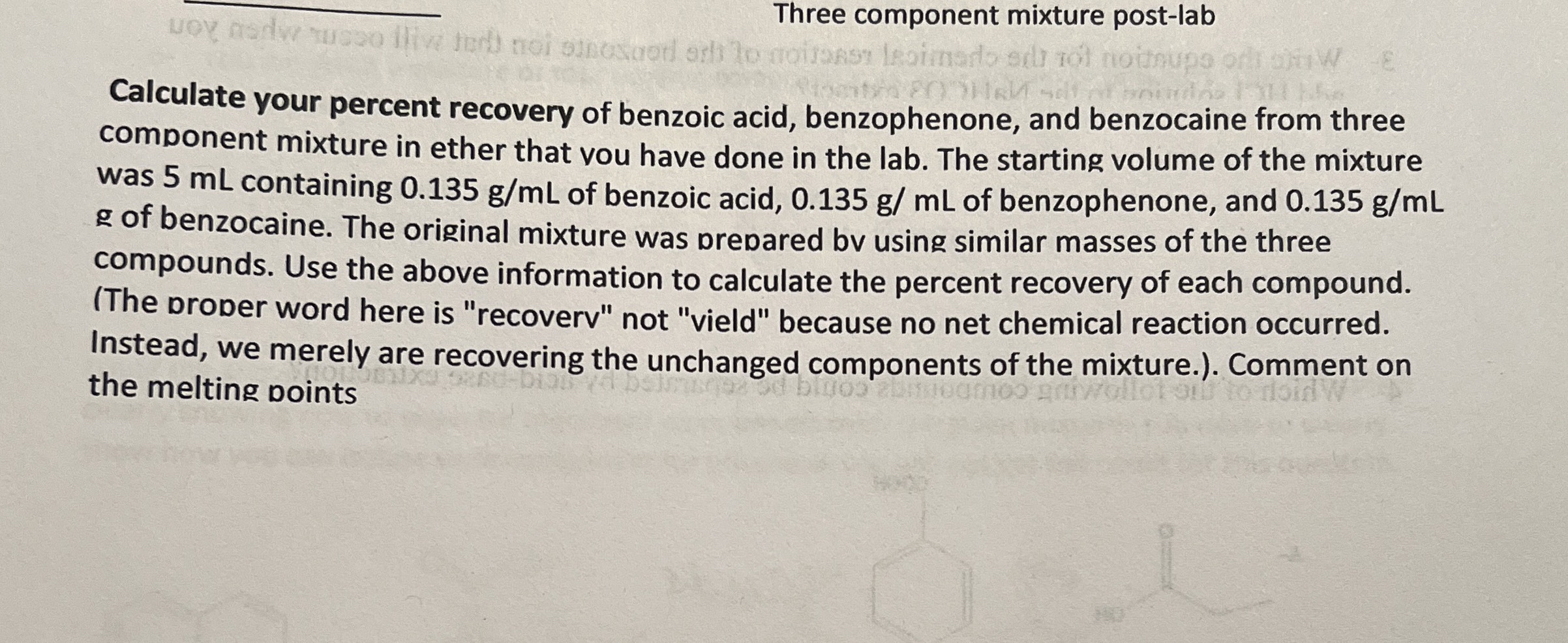 Solved Three component mixture post-labCalculate your | Chegg.com