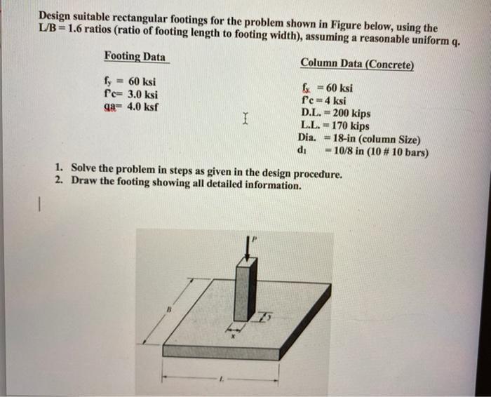 Solved Design suitable rectangular footings for the problem | Chegg.com