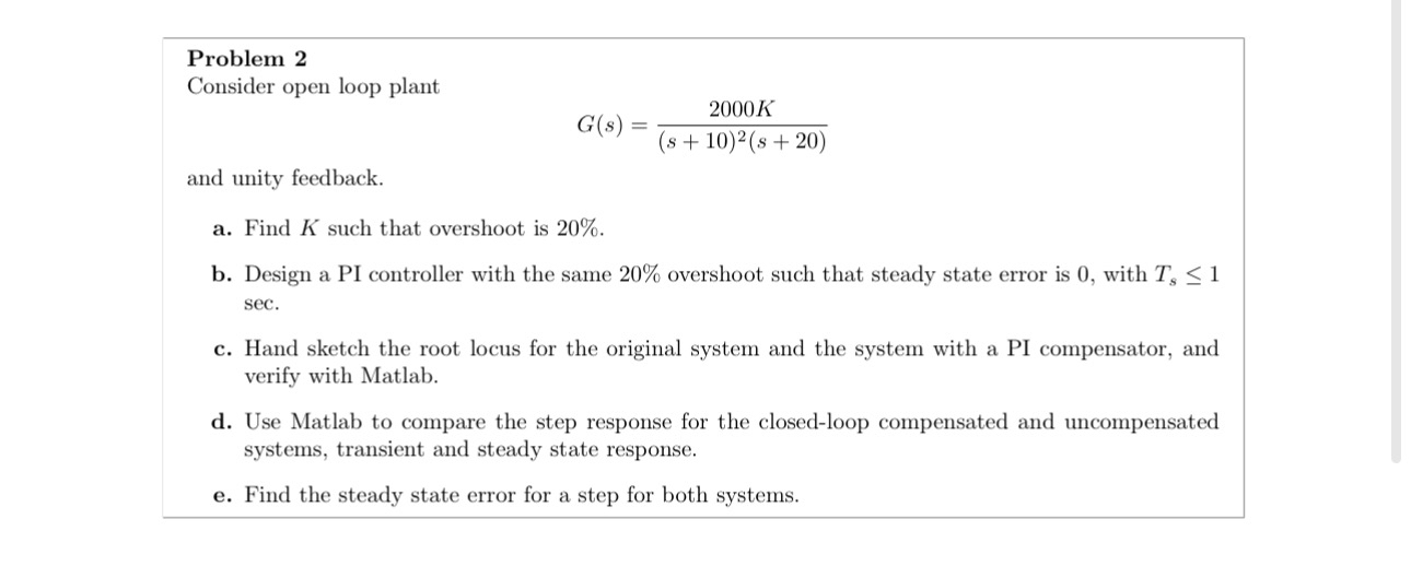 Solved Problem 2Consider open loop | Chegg.com