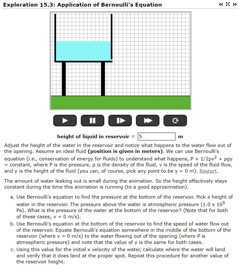 Solved height of liquid in reservoir =mAdjust the height of | Chegg.com