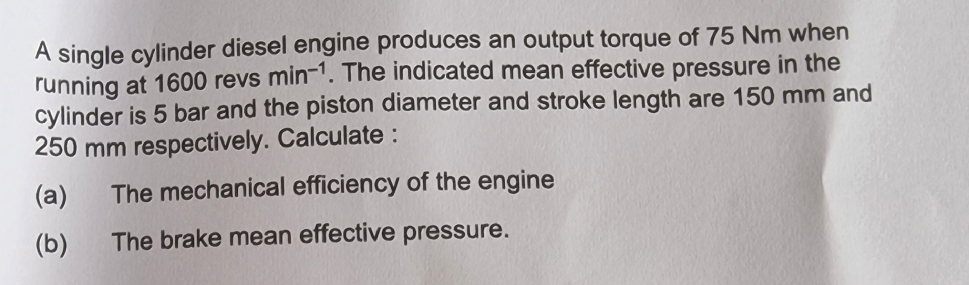 A single cylinder diesel engine produces an output | Chegg.com