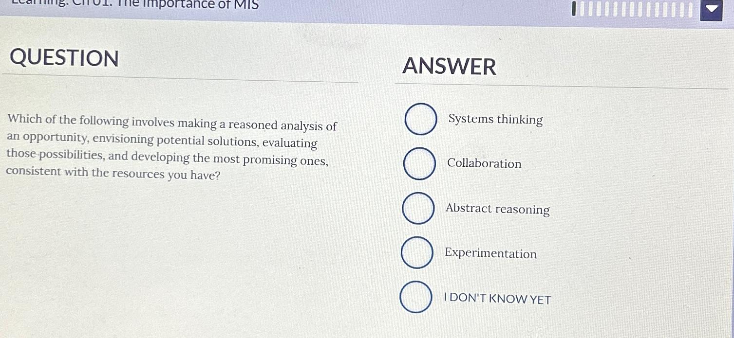 Solved QUESTIONANSWERWhich of the following involves making | Chegg.com