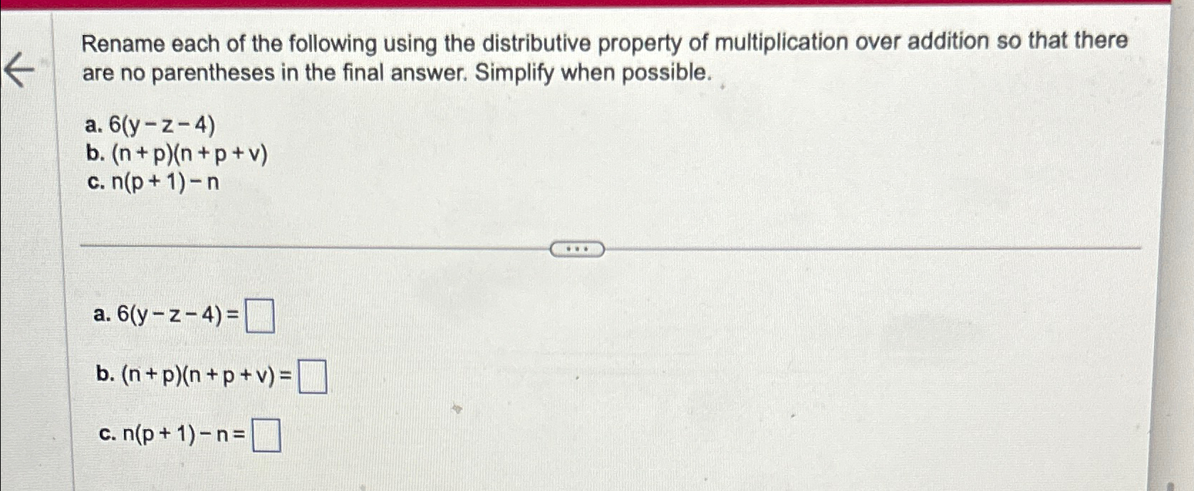 Solved Rename each of the following using the distributive | Chegg.com
