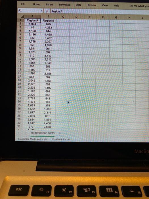 Solved File Home Insert Formulas Data Review View Help Tell | Chegg.com