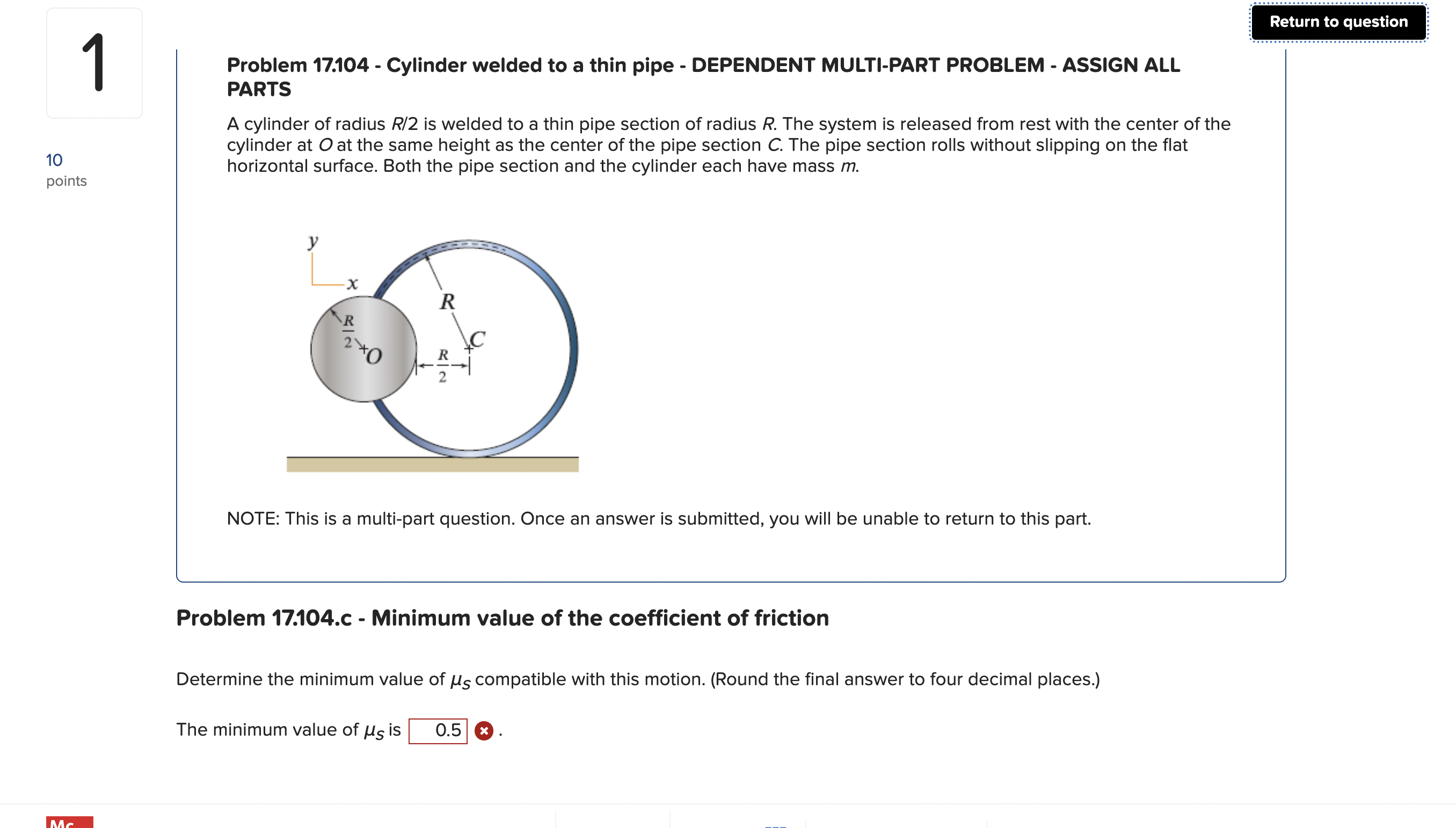 Solved A cylinder of radius R2 ﻿is welded to a thin pipe | Chegg.com