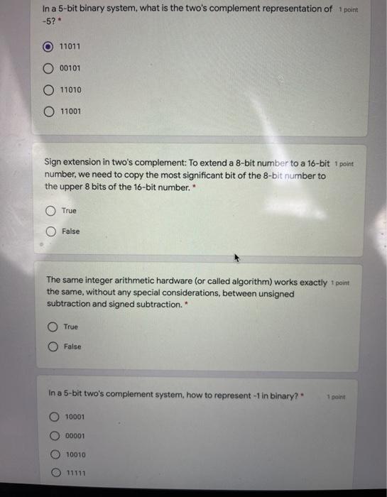 Solved In a 5-bit binary system, what is the two's | Chegg.com