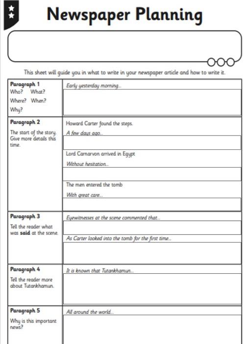 ** Newspaper Planning This sheet will guide you in | Chegg.com