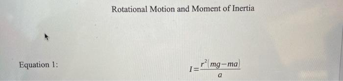 Rotational Motion and Moment of Inertia Equation 1: | Chegg.com