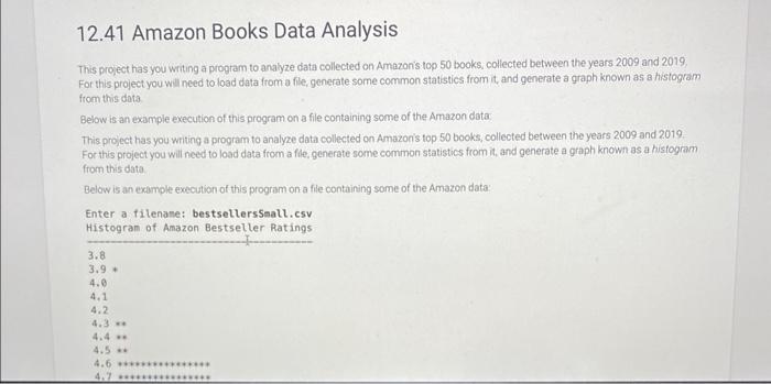 Solved 12.41 Amazon Books Data Analysis This project has you | Chegg.com