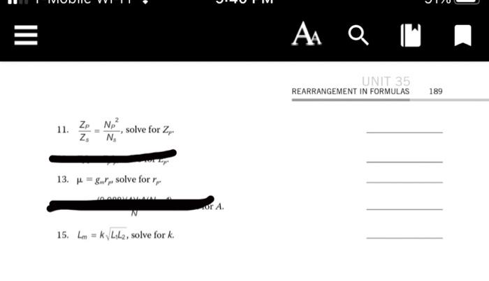 III А ч UNIT 35 REARRANGEMENT IN FORMULAS 189 11. | Chegg.com