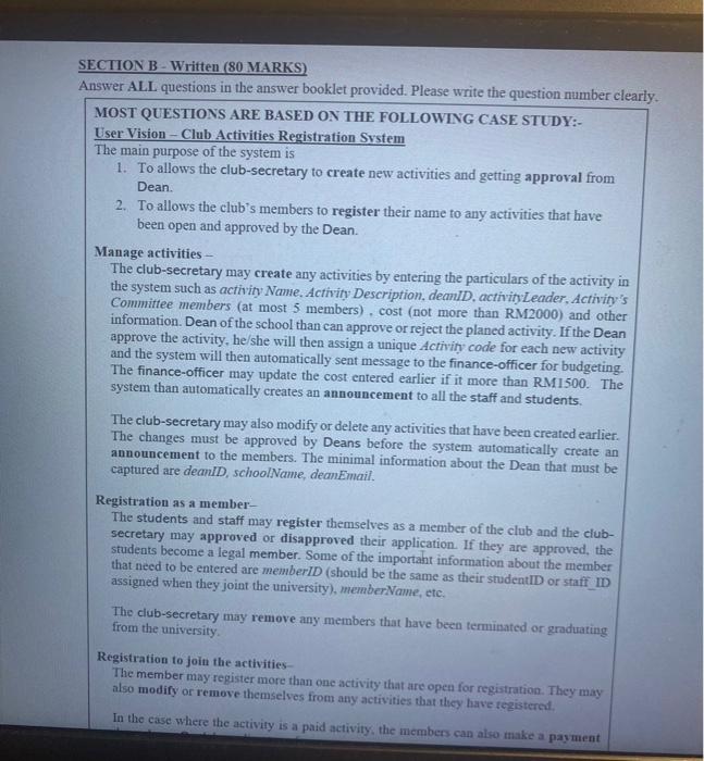 Solved nswer ALL questions in the answer booklet provided. | Chegg.com