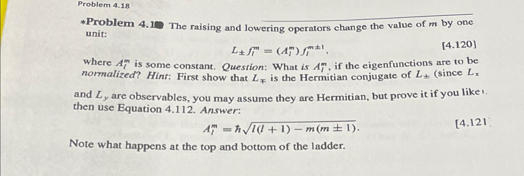 Solved Problem 4.18\\n*Problem \\n4.IT The raising and | Chegg.com