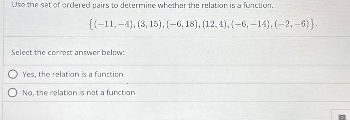 Solved Use the set of ordered pairs to determine whether the | Chegg.com