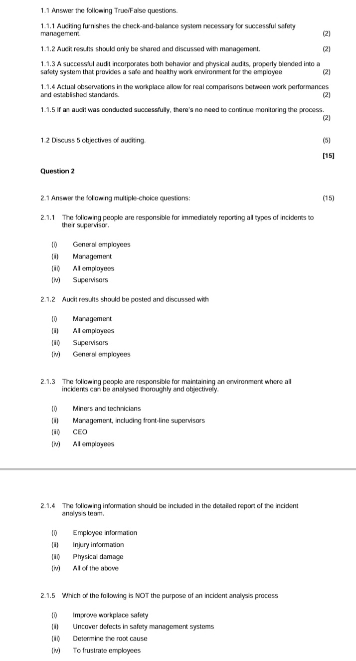 Solved 1.1 ﻿Answer the following True/False questions.1.1.1 | Chegg.com