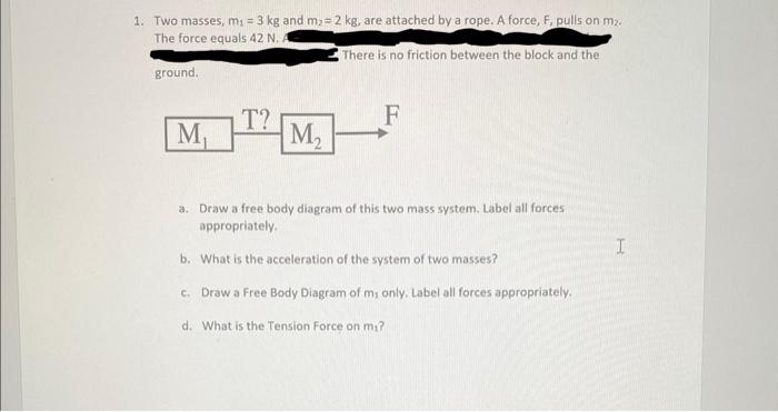 Solved 1. Two masses, m1=3 kg and m2=2 kg, are attached by a | Chegg.com