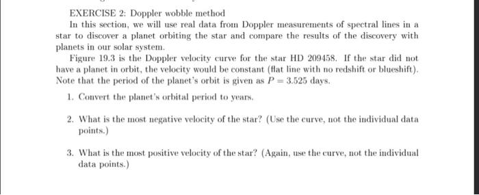 Solved EXERCISE 2: Doppler wobble method In this section, we | Chegg.com