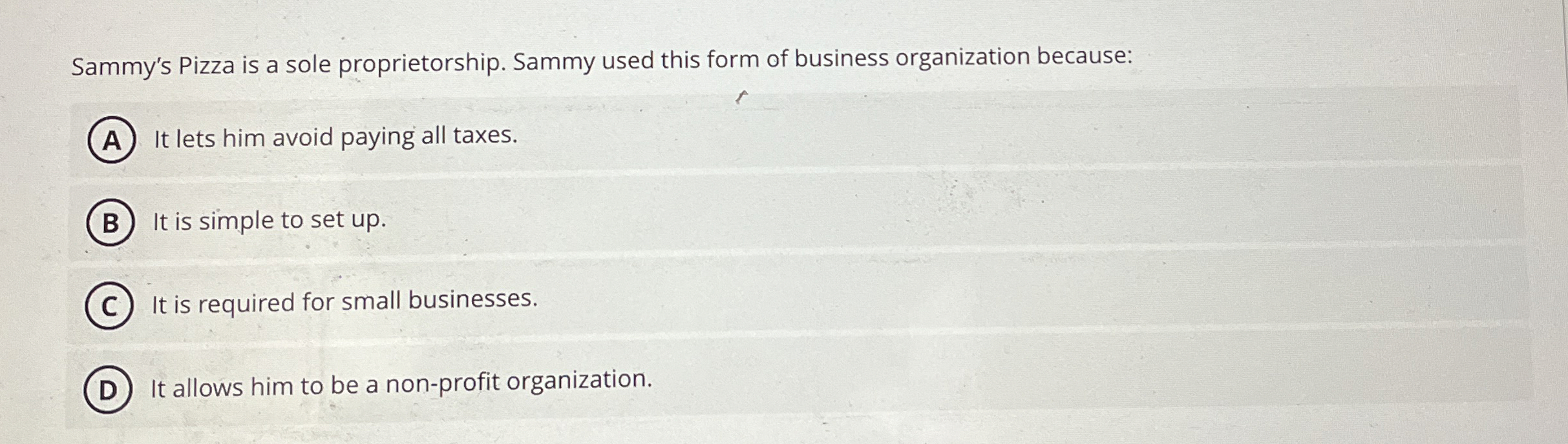 Sammy's Pizza is a sole proprietorship. Sammy used | Chegg.com