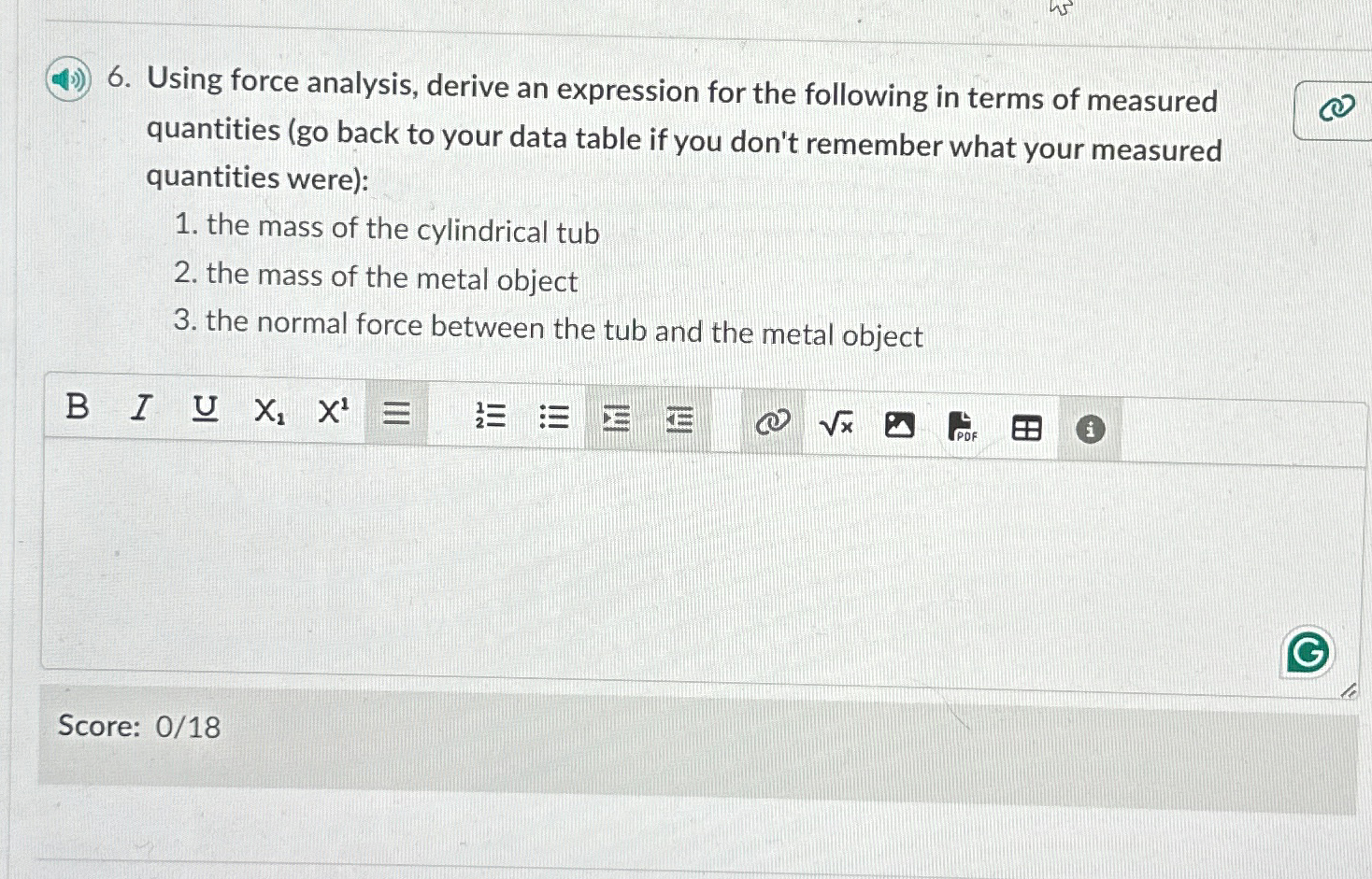 Solved Using force analysis, derive an expression for the | Chegg.com