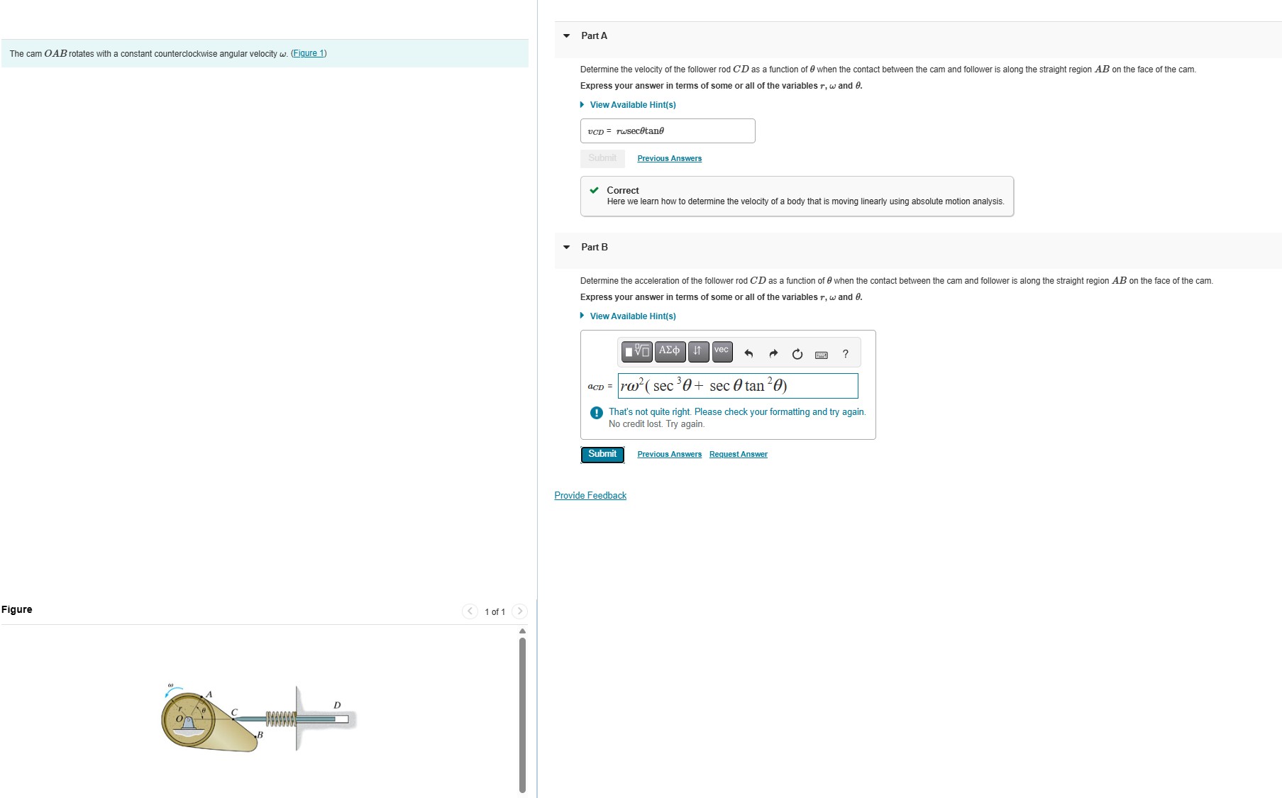 Solved HELP WITH PART B ﻿PLEASEDetermine the velocity of | Chegg.com