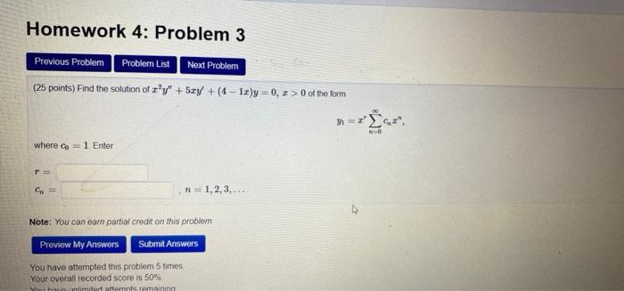 Solved Homework 4: Problem 3 Next Problem Previous Problem | Chegg.com
