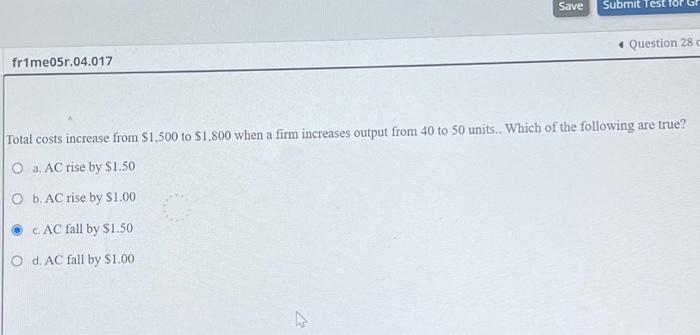 Solved Total costs increase from $1,500 to $1,800 when a | Chegg.com