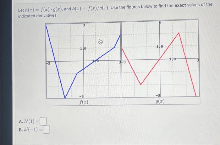 Solved Let h(x) = f(x) g(x), and k(x) = f(x)/g(x). Use the | Chegg.com