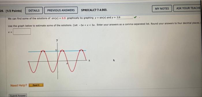 Solved We can find some of the solutions of sin(x)=0.9 | Chegg.com