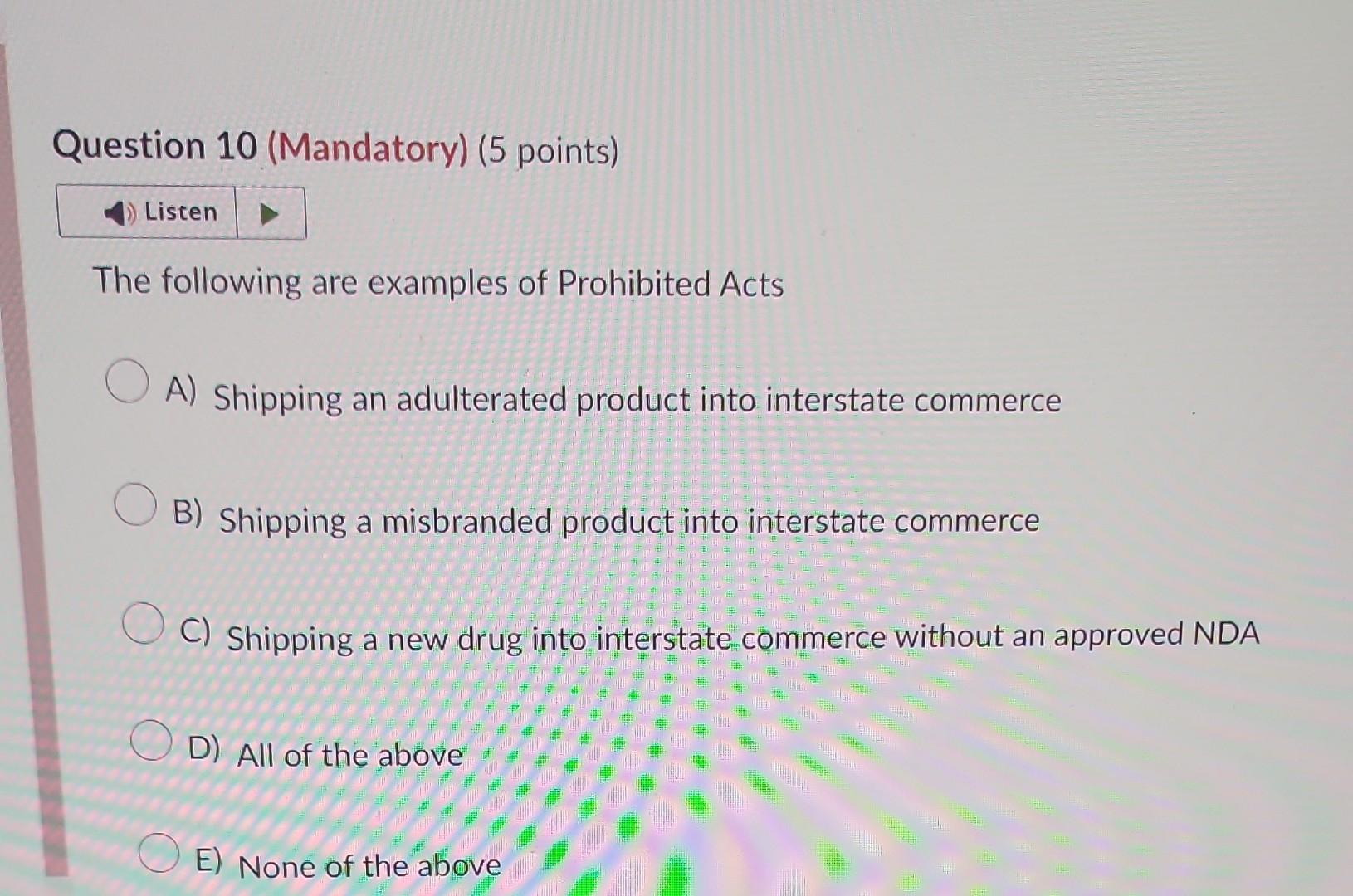 Question 10 Mandatory 5 Points The Following Are